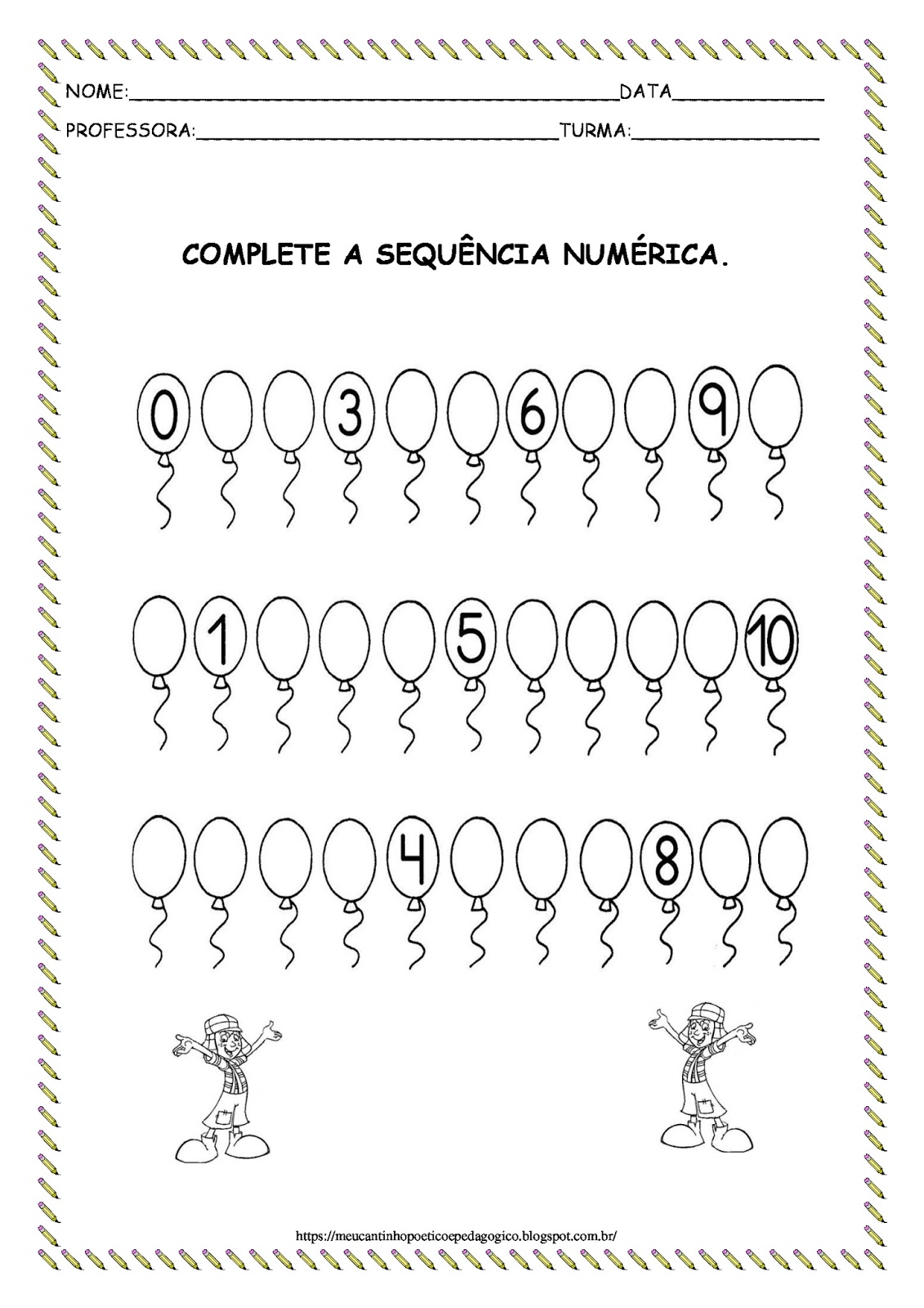 Complete A Sequencia 1 6 10 15 - RETOEDU