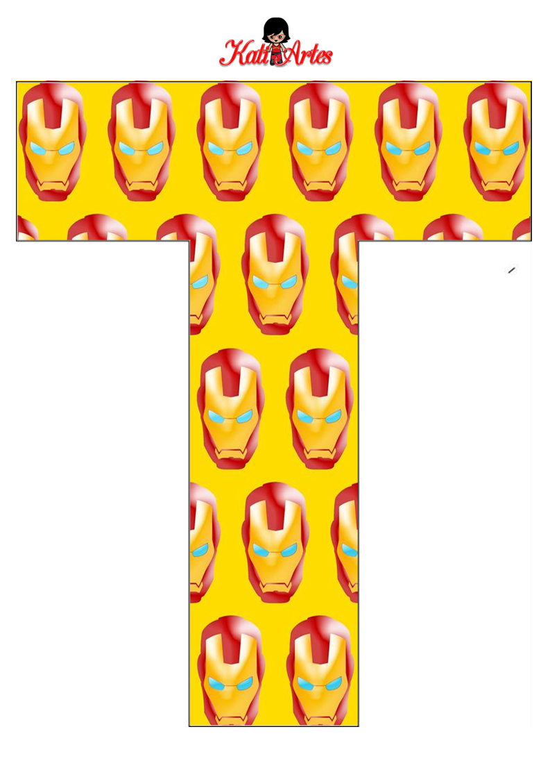 Alfabeto de Iron Man en Fondo Amarillo. - Oh my Alfabetos!