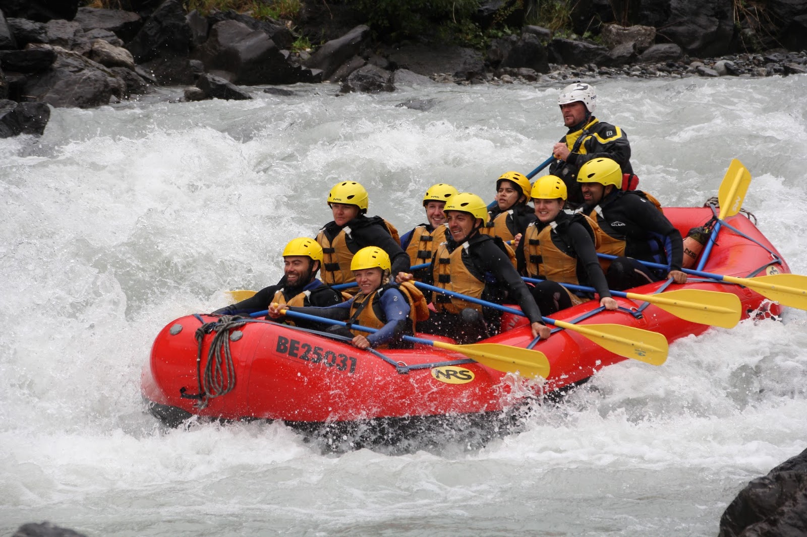 White Water Rafting In The Glacial River Of Interlaken, Switzerland