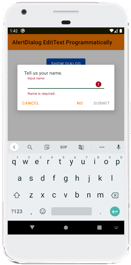 Android Kotlin Alertdialog Edittext Programmatically