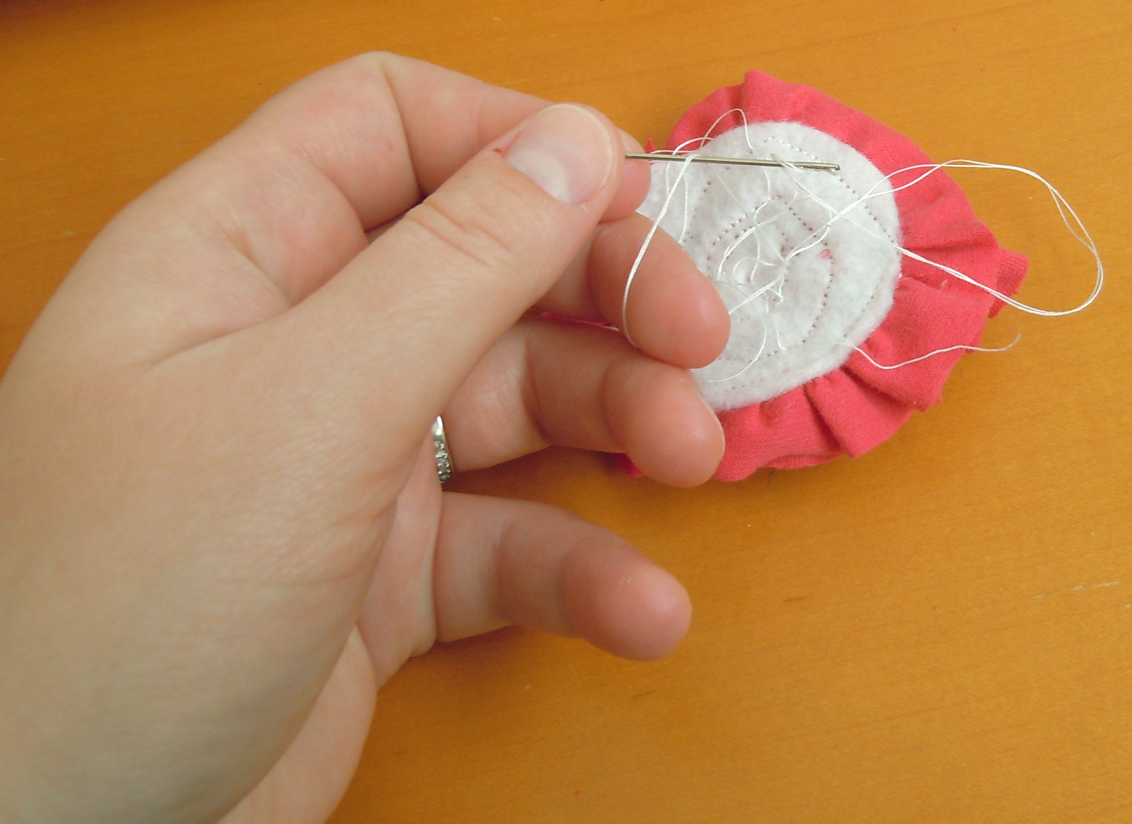 Tutorial: Rouched Fabric Flower from a T-Shirt - Naturally Creative Mama