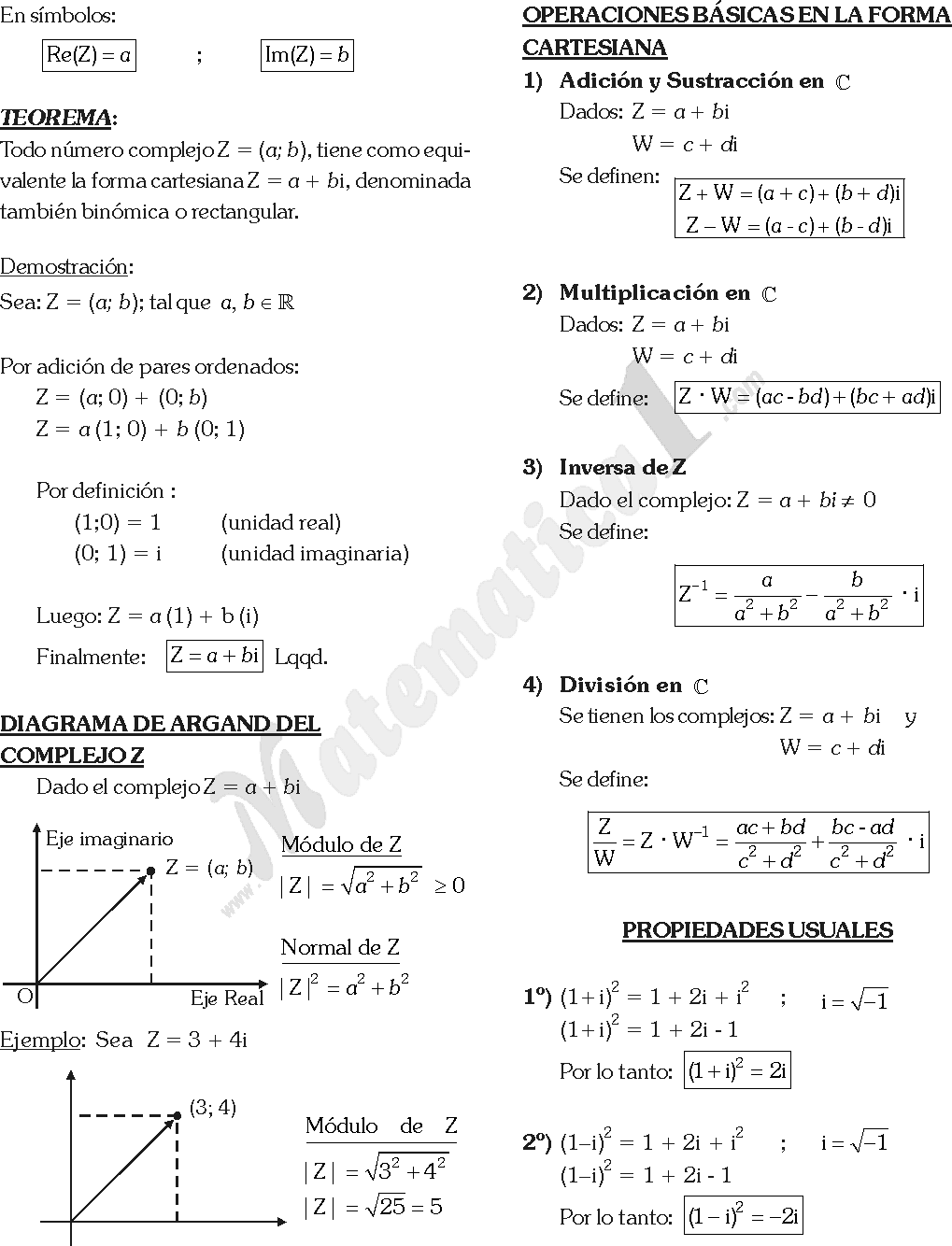 NÚMEROS COMPLEJOS PROBLEMAS RESUELTOS PREUNIVERSITARIOS