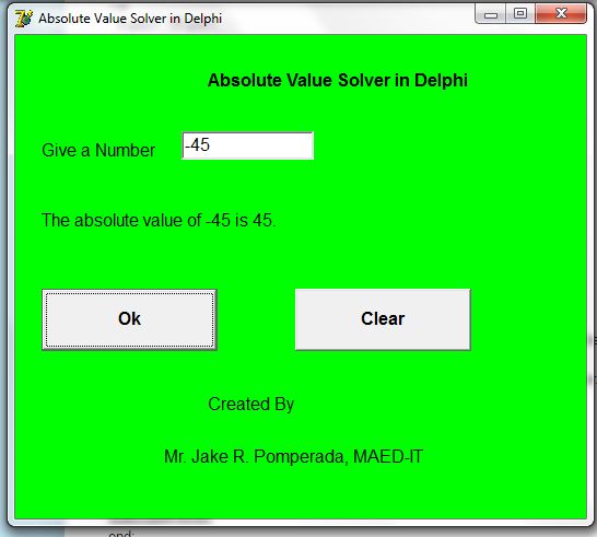 Free Programming Source Codes And Computer Programming Tutorials Absolute Value Solver In Delphi