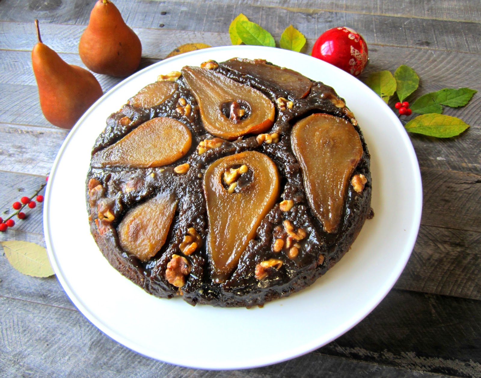 Upside Down Pear Gingerbread Cake