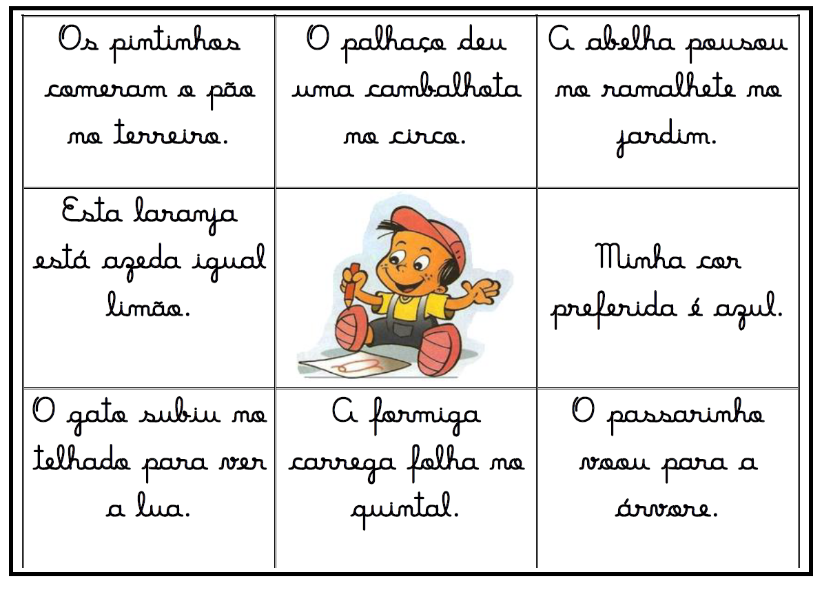 Cantinho da Vera Lúcia: Bingo de frases complexas.
