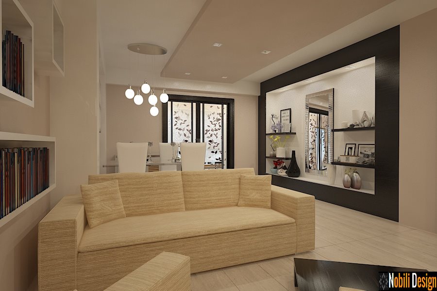 Amenajare interioara living apartament cu 4 camere in stil modern