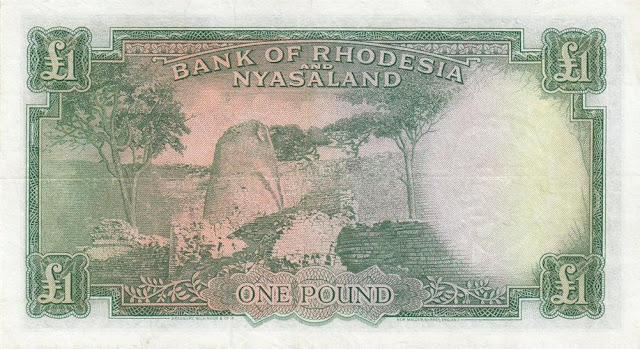 Rhodesia and Nyasaland banknotes One Pound note 1960 Queen Elizabeth II ...