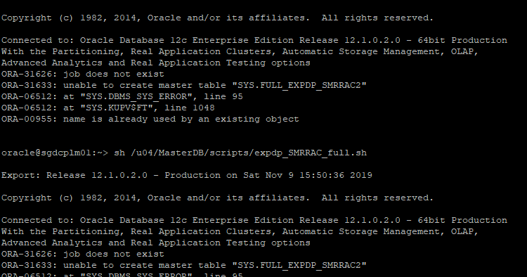 Oracle Database Commands And Practical Examples Expdp Error Ora 31626 Ora 31633 Ora 06512