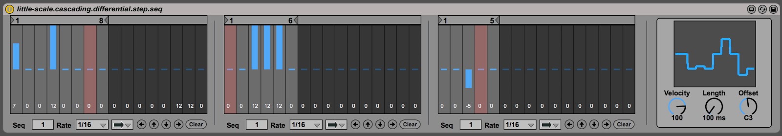 little-scale: M4L Device: Cascading Differential Step Sequencer