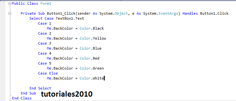 8.- Curso Visual Basic .NET (select case) ~ Tutoriales2010 - El que busca encuentra.
