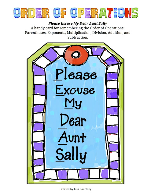 Mrs. C's Classroom: Please Excuse My Dear Aunt Sally