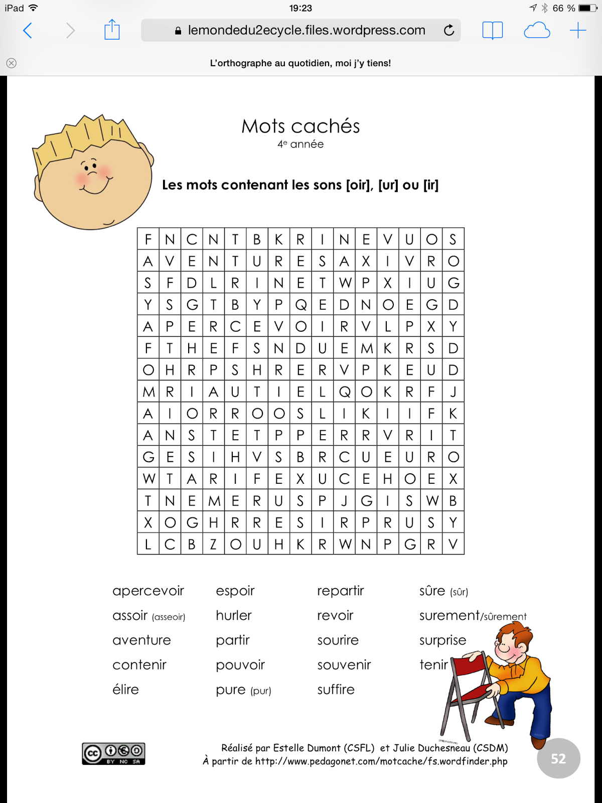 Bienvenue en 4e année: mots cachés