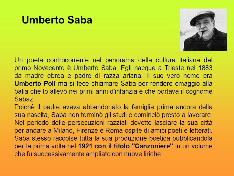 Saba, il più grande poeta italiano del Novecento