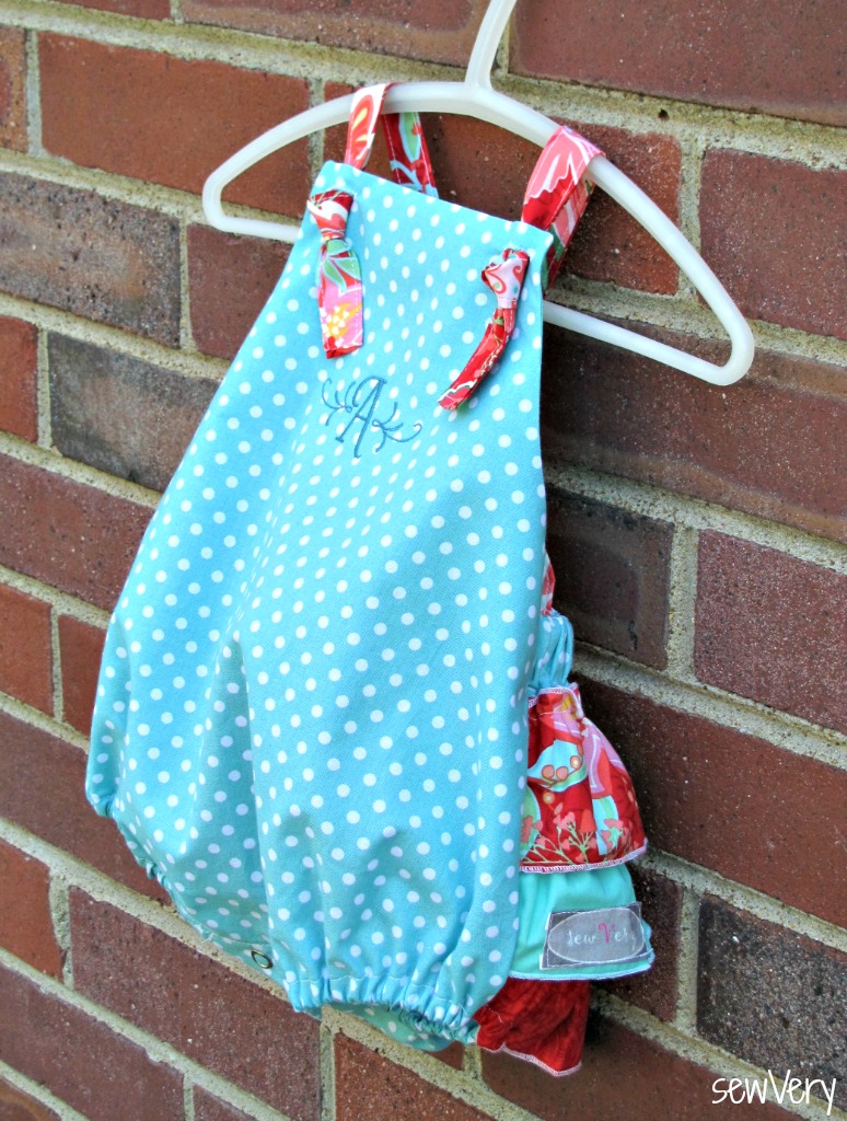 sewVery: KCW Day 1: Monogrammed Ruffle Bum Romper & Baby Shoes