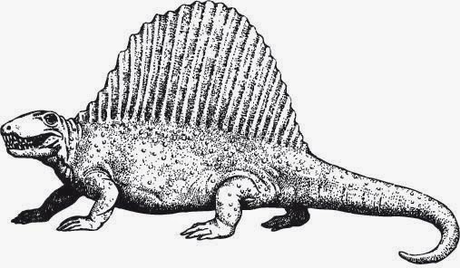 vector engraving: Dimetrodon