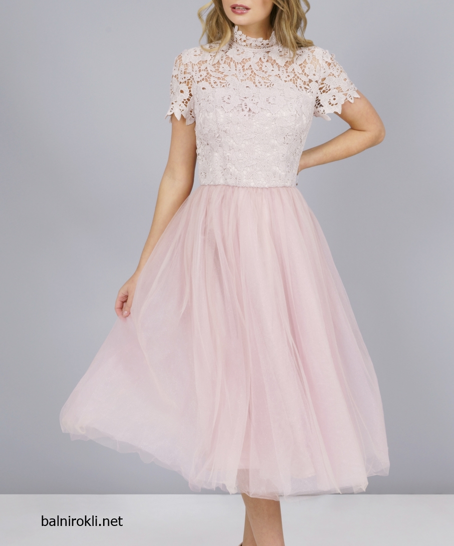 balni-rokli: Елегантна Официална Рокля Дантела и Тюл Телесен Цвят