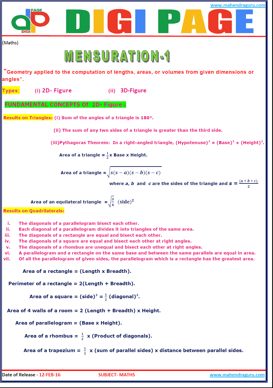 Digi Page - Maths - 12.02.2016