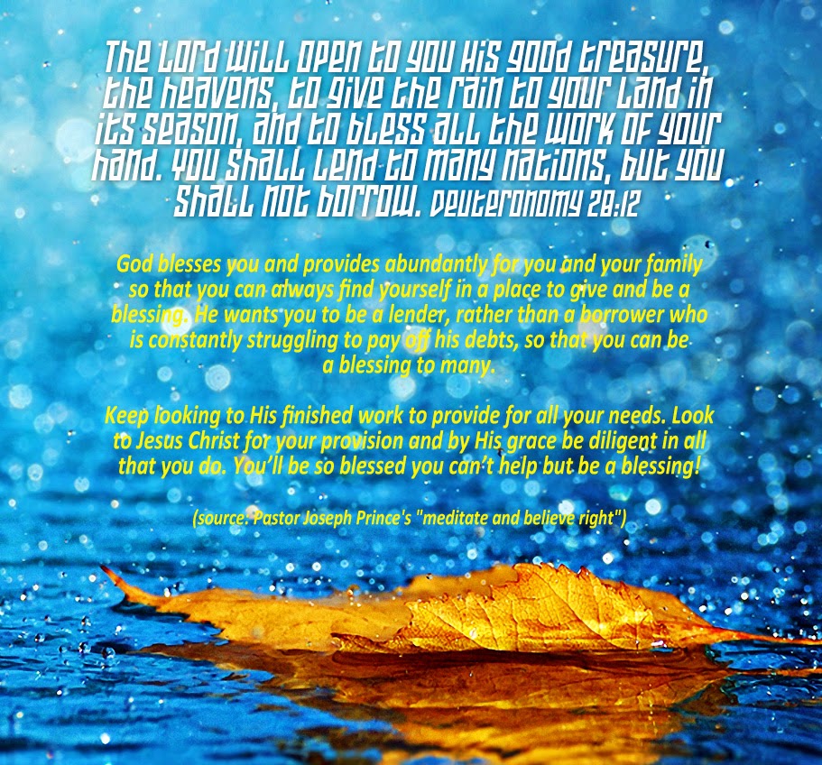 Live RIGHT by believing RIGHT: Deuteronomy 28:12 – Blessed To Be Givers