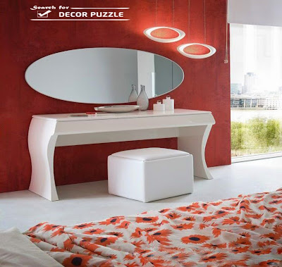 Luxury modern day white dressing table with mirror and lighting designs ...