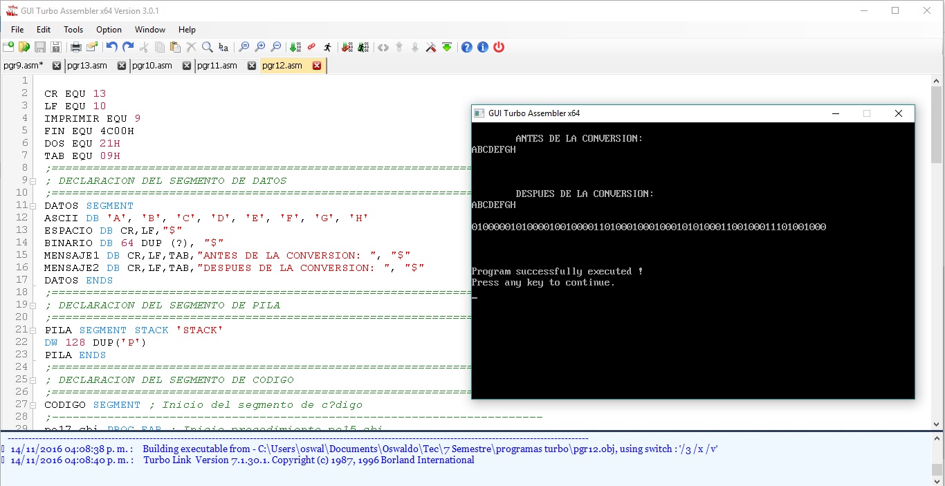 OSWALDO CASADOS: Programas En Turbo Assembler