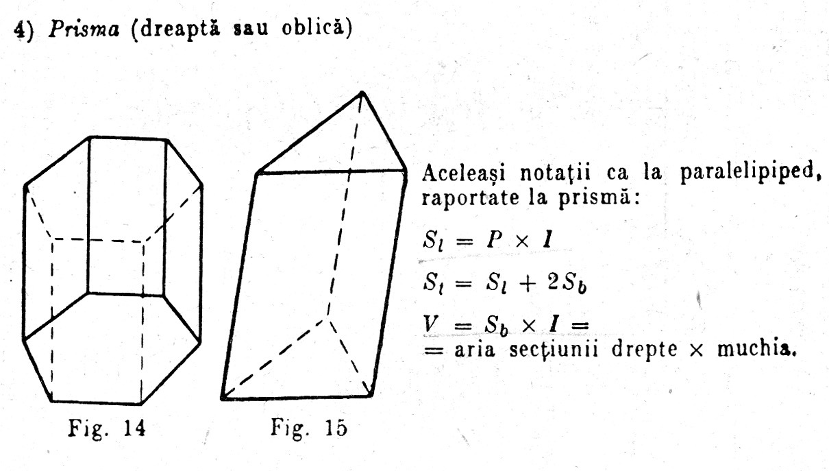 tabele matematice uzuale online: Aria şi volumul prismei drepte şi oblice