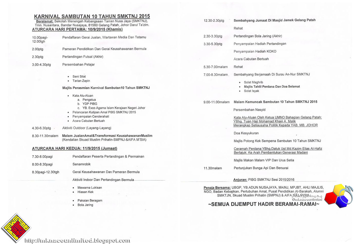 Karnival 10 Tahun SMKTNJ - Majlis Perasmian