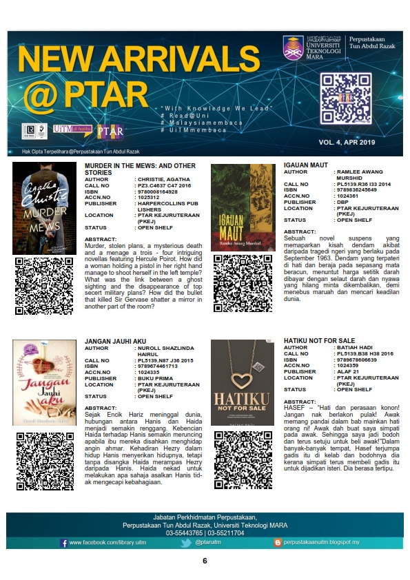 LIBRARY New Arrivals @PTAR - Keluaran Vol 04 April 2019 - Perpustakaan UiTM