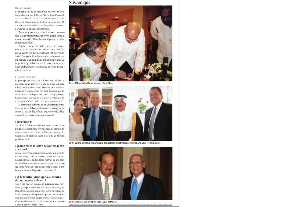 La Herencia de Isaac Saba Raffoul: HOMENAJES Y REPORTAJES