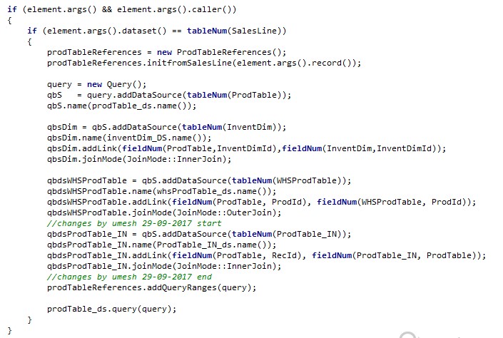 Error - Query missing QueryBuildDataSource for FormDataSource ProdTable IN While create ...