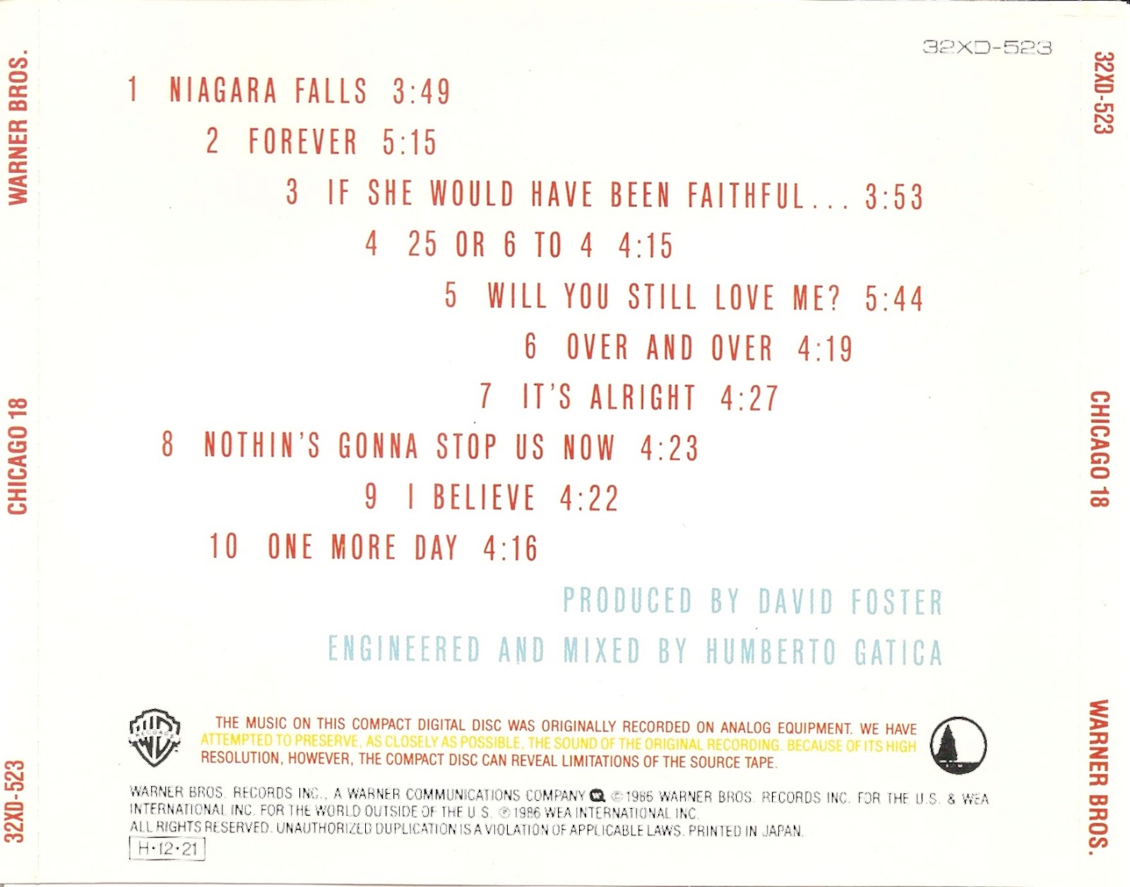 The First Pressing CD Collection: Chicago - Chicago 18