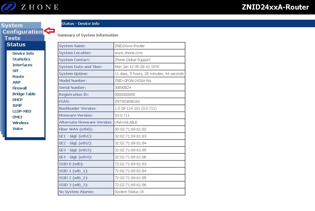 Computer Knowledge Setting: Setting Forward port on ZHONE 2426A Router Wifi