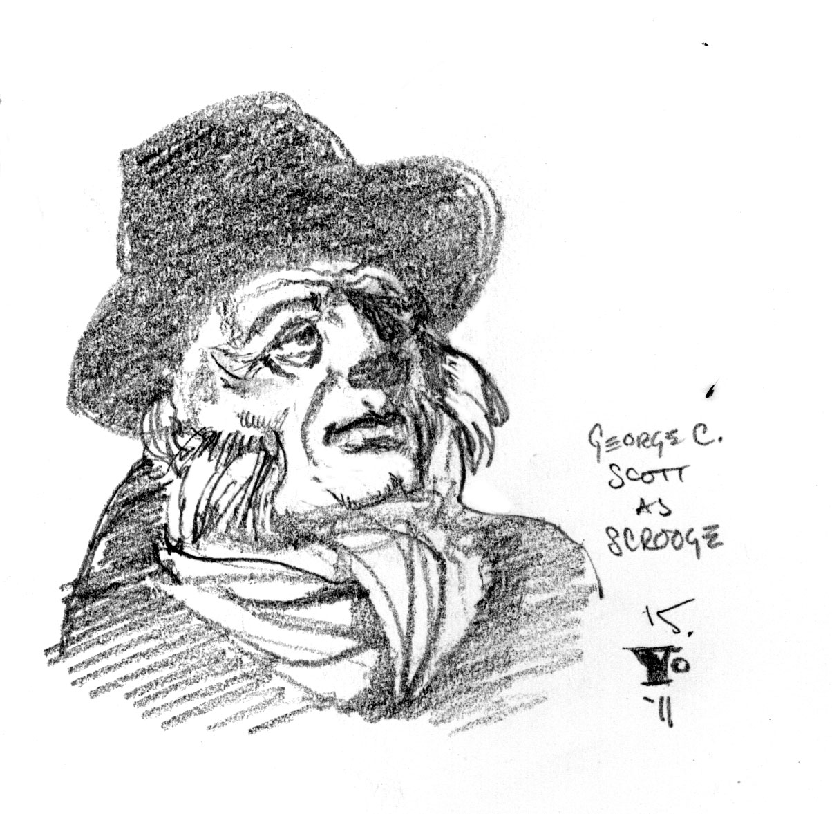 ink destroyed my brush: Sketch A Day #15 - George C.Scott as Scrooge