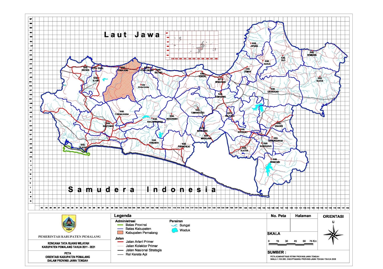 > Peta Lengkap Indonesia: Peta Orientasi Kabupaten Pemalang Dalam Jawa ...