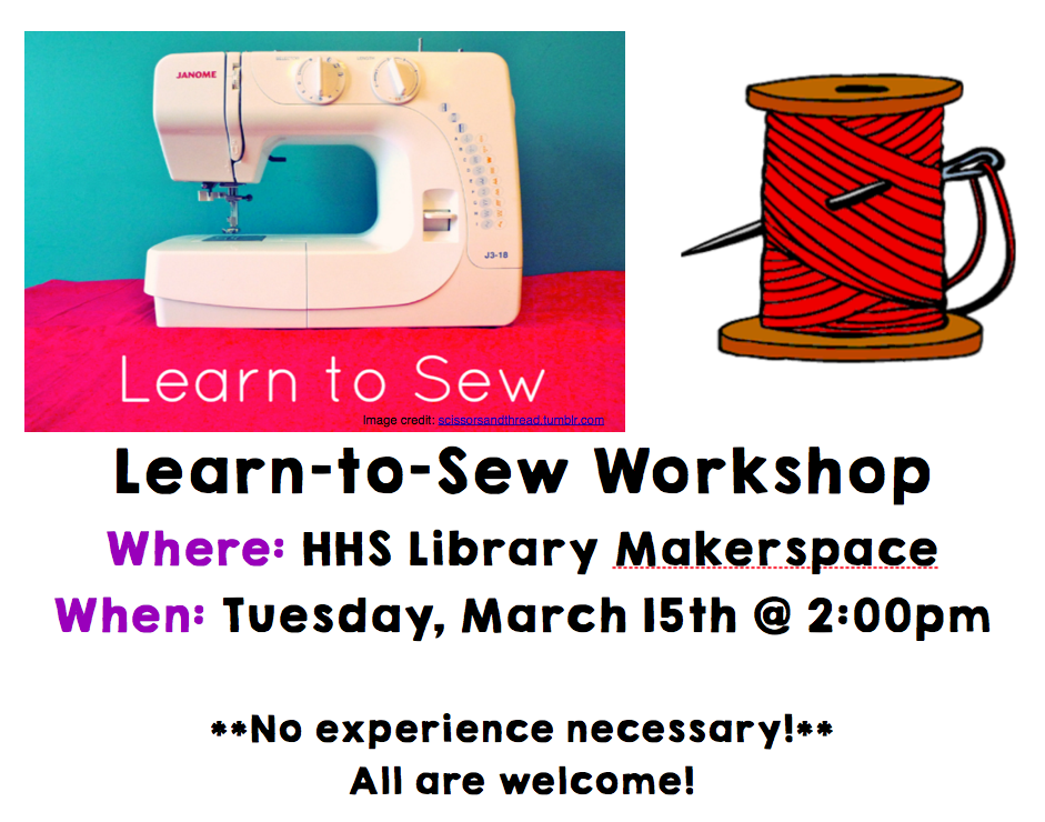 Hopkinton High School Library: Learn-to-Sew Workshop