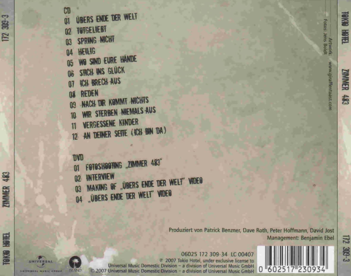 Tokio Hotel Albums: Zimmer 483