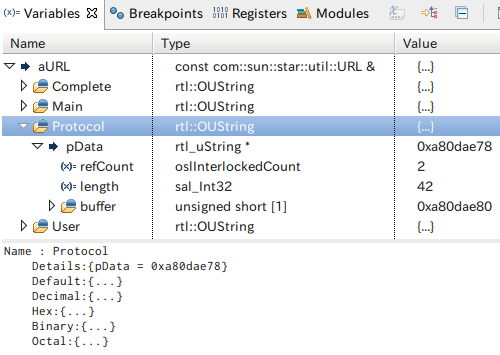 linuxBean14.04(164)LibreOfficeのC++の拡張機能の例をEclipseでデバッガにかける-p--q