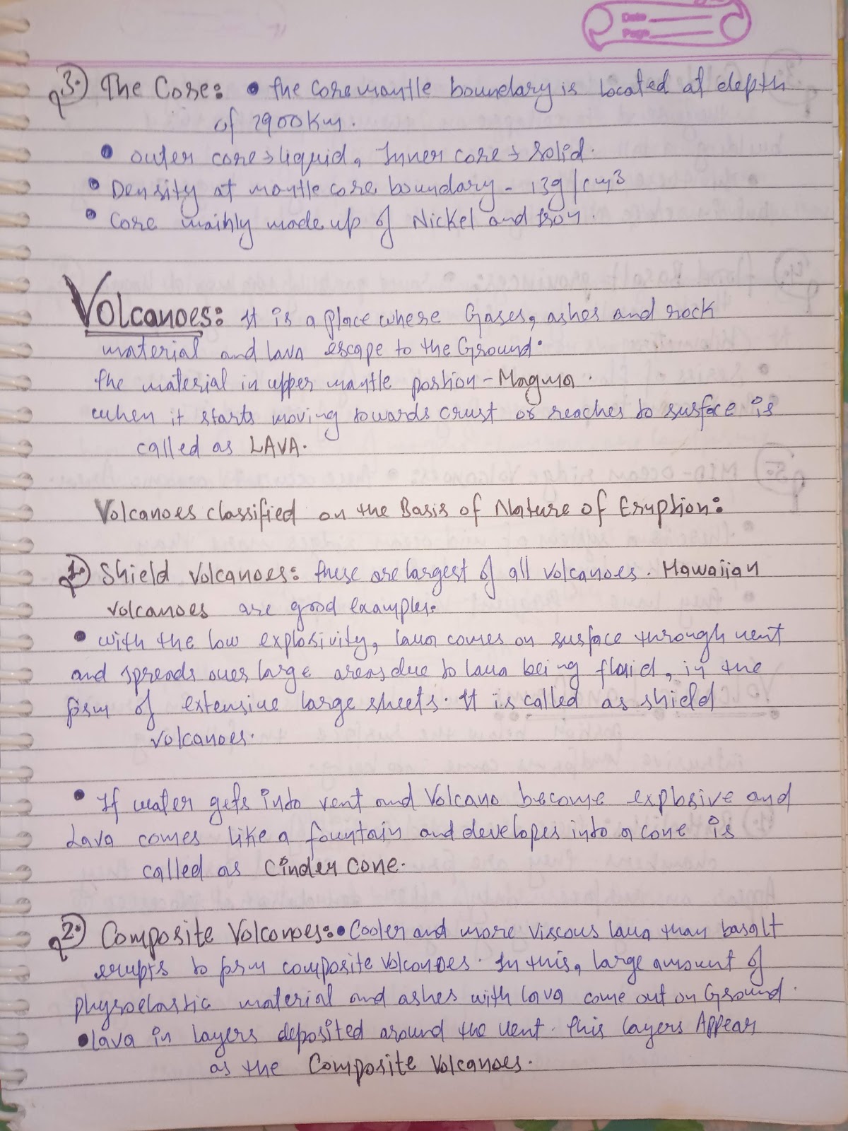Handwritten Notes of INTERIOR OF EARTH - Geography - Class 11th ...