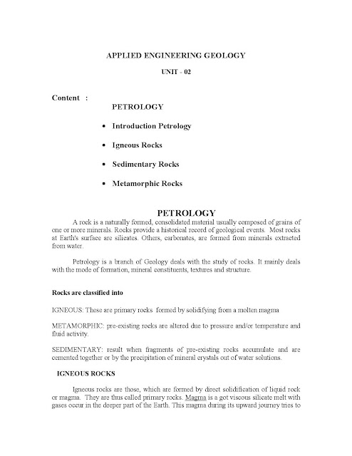 Engineering Blog: Applied Engineering Geology Lecture Notes (Unit 2)