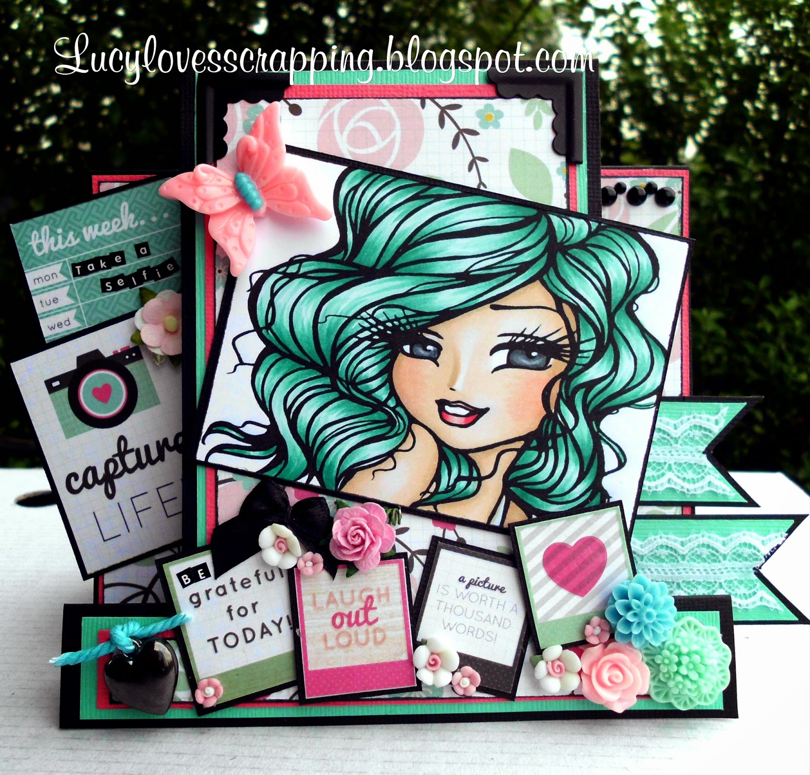 Lucy loves scrapping: Take a selfie card (Crafts and Me/Hannah Lynn image)