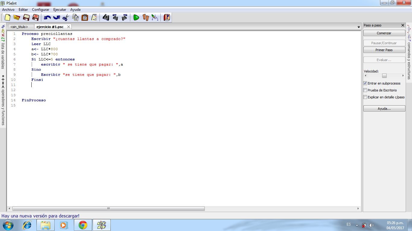 desarrollo de software : ejercicios condicionales simples PSeint