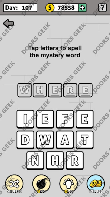 Words Story Day 107 Answer ~ Doors Geek