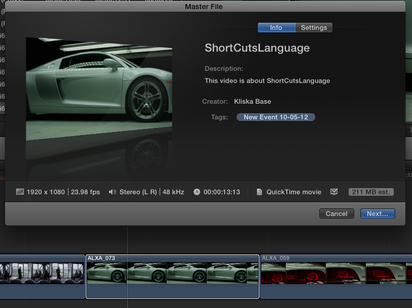 Final Cut Pro Kitchen: Exportar un plano con FCPX