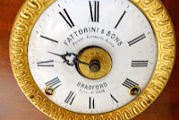 Antique Clocks: Early English Alarm mantle clock oak by Fattorini & Sons