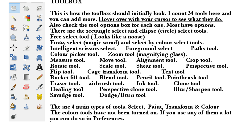 Gimp Newby: Toolbox and select tools