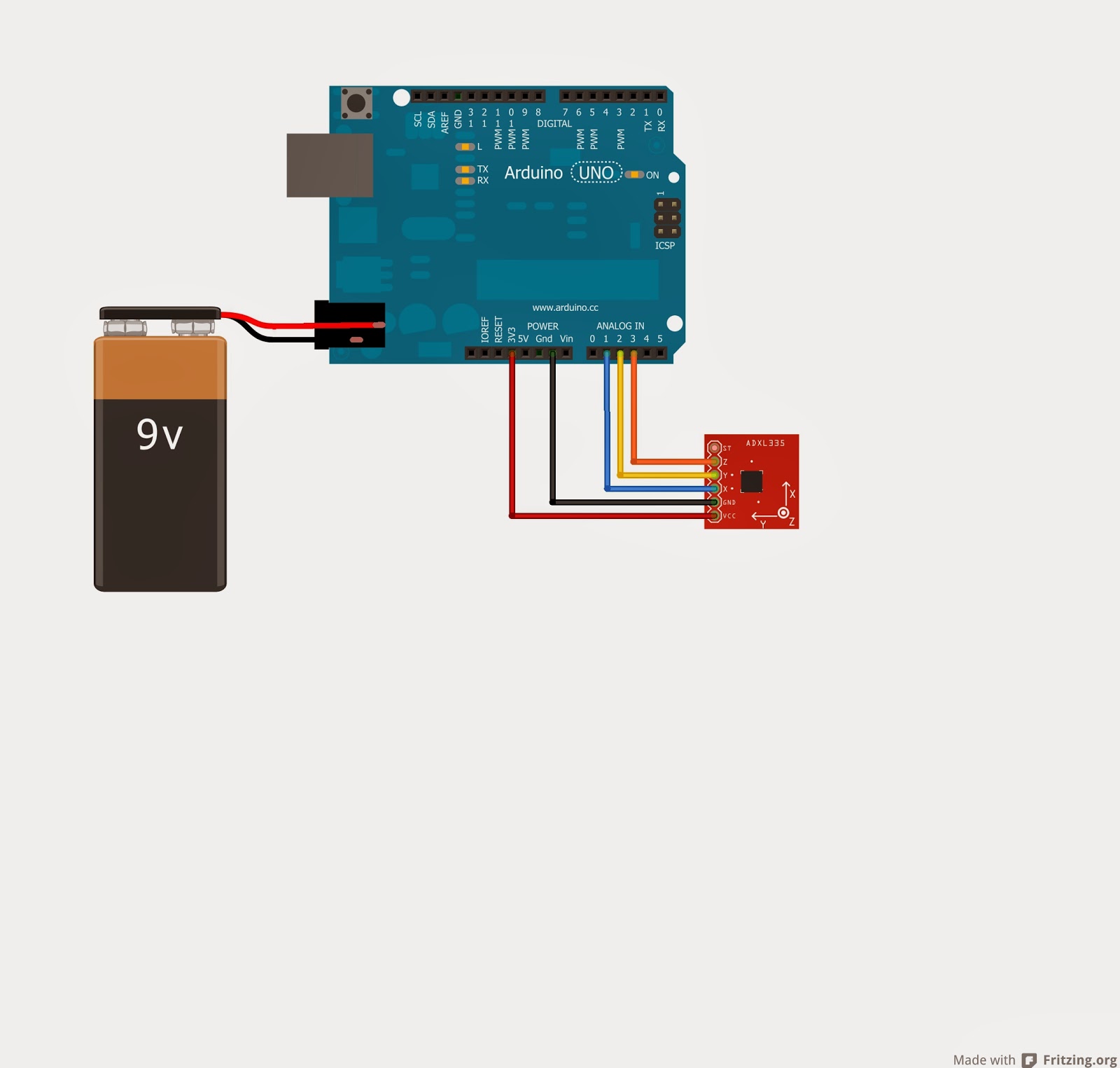 ARDUINO + ACELEROMETRO 3 EJES muestra sus grados en forma serial X Y Z ...