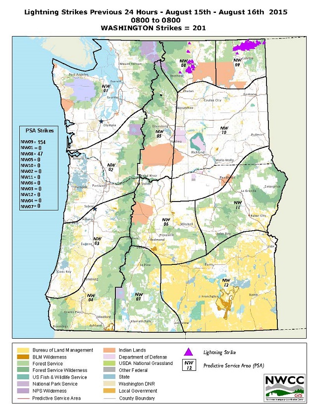 Northwest Interagency Coordination Center: 8/16/2015 Lightning & Large ...