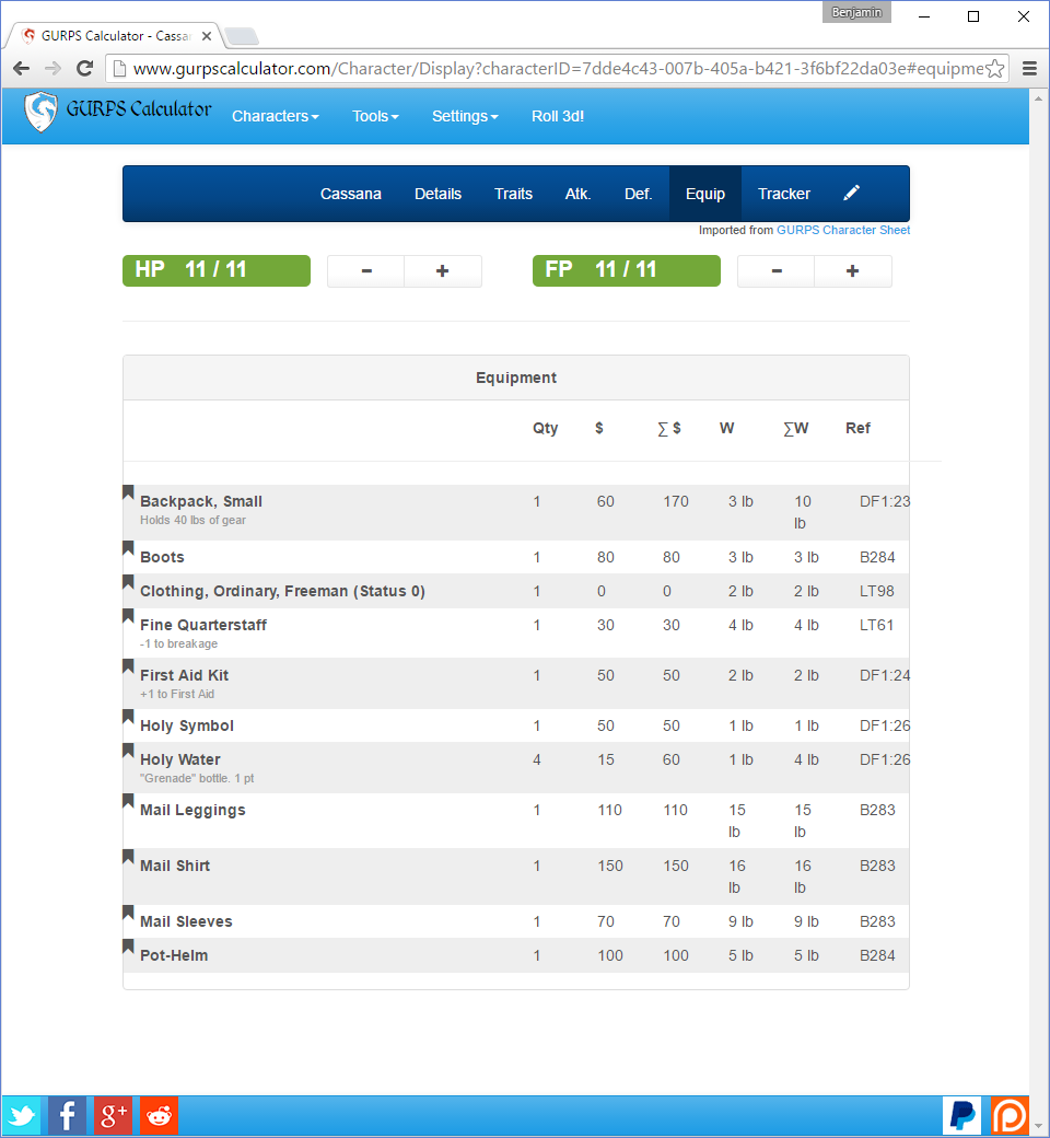 Let's GURPS: Review: GURPS Calculator and GCS Integration