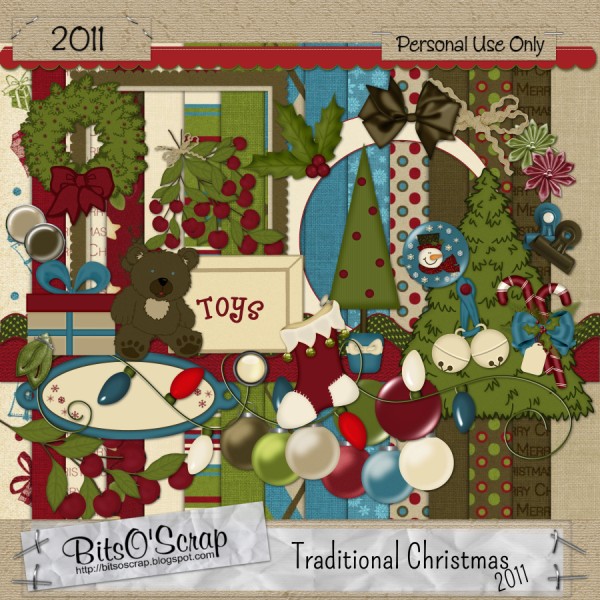 Bits O'Scrap: Traditional Christmas Freebie
