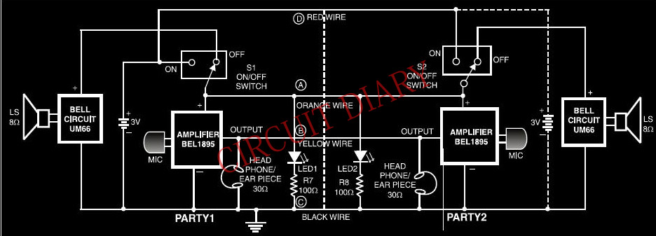 Simple Intercom Circuit ~ Circuit Diary