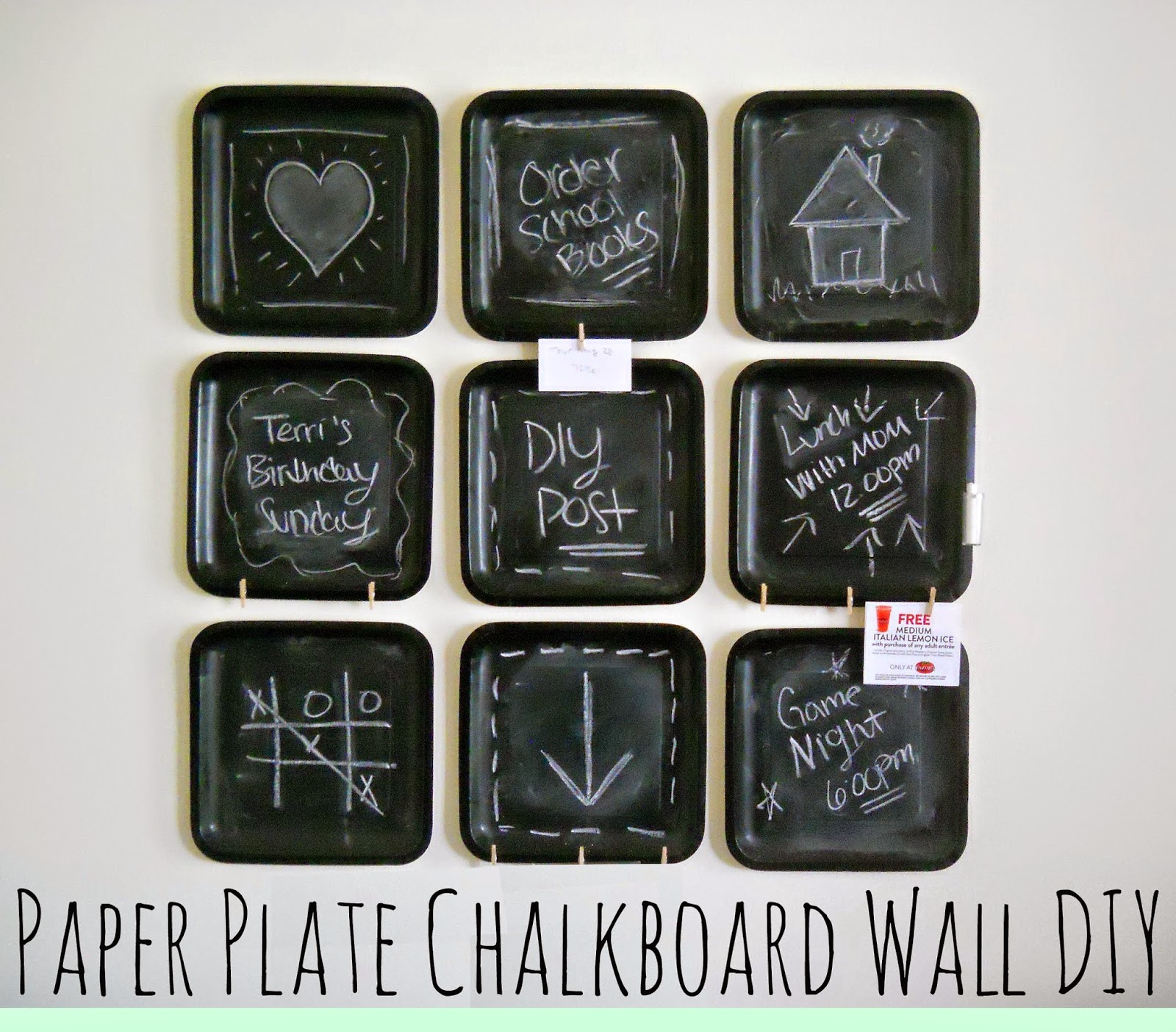 Paper Plate Chalkboard Wall DIY - Running With A Glue Gun
